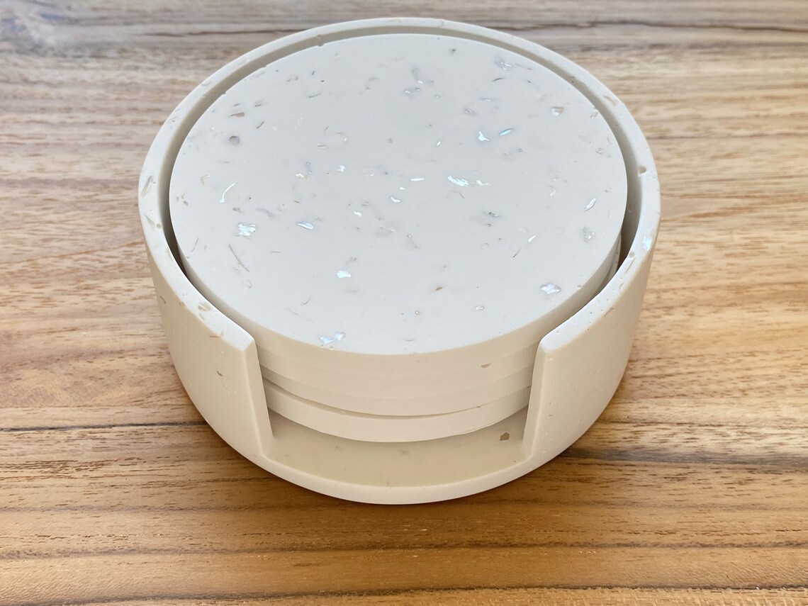 4 x Colored Stackable Coasters with Holder - Eco-friendly & Stunning ...