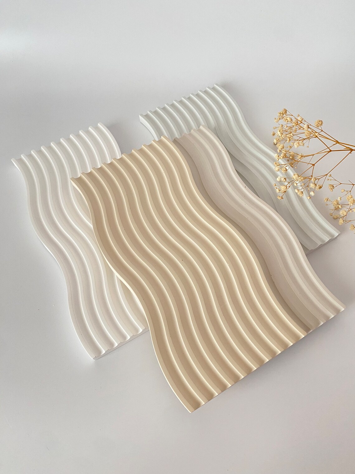 Colored Wave Tray | Stunning Wave Trinket Tray - Concrete Table Decor